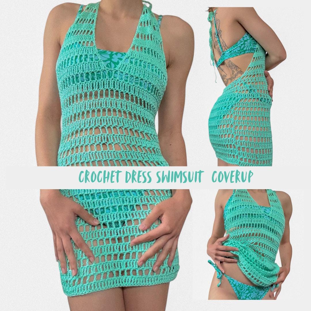Crochet Mesh Swimsuit Cover up | Beach Dress | Swimsuit Dress | Dress ...