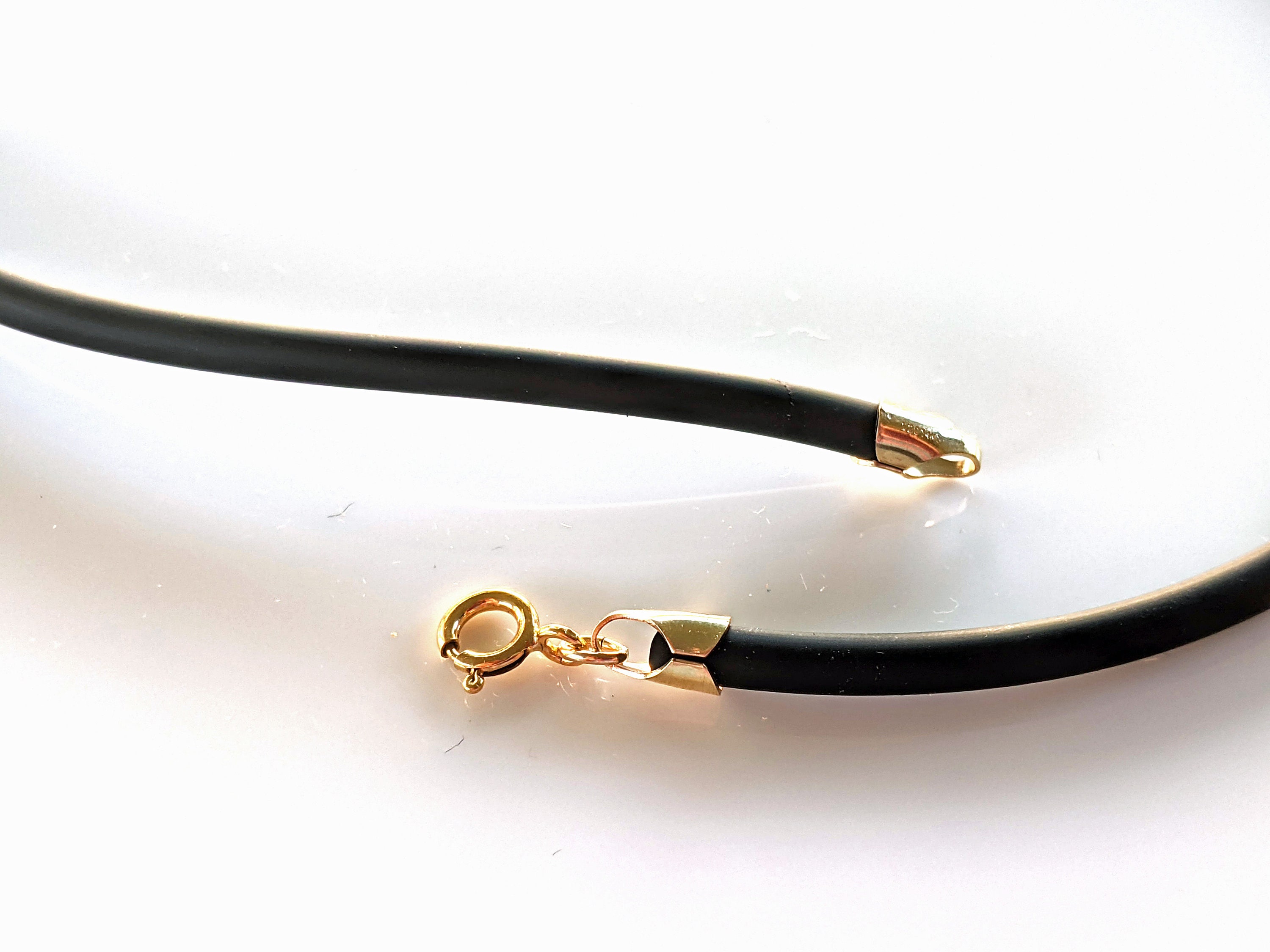 Black Rubber Cord Necklace, Rubber Cord 4mm, Black Necklace Cord, Gold ...