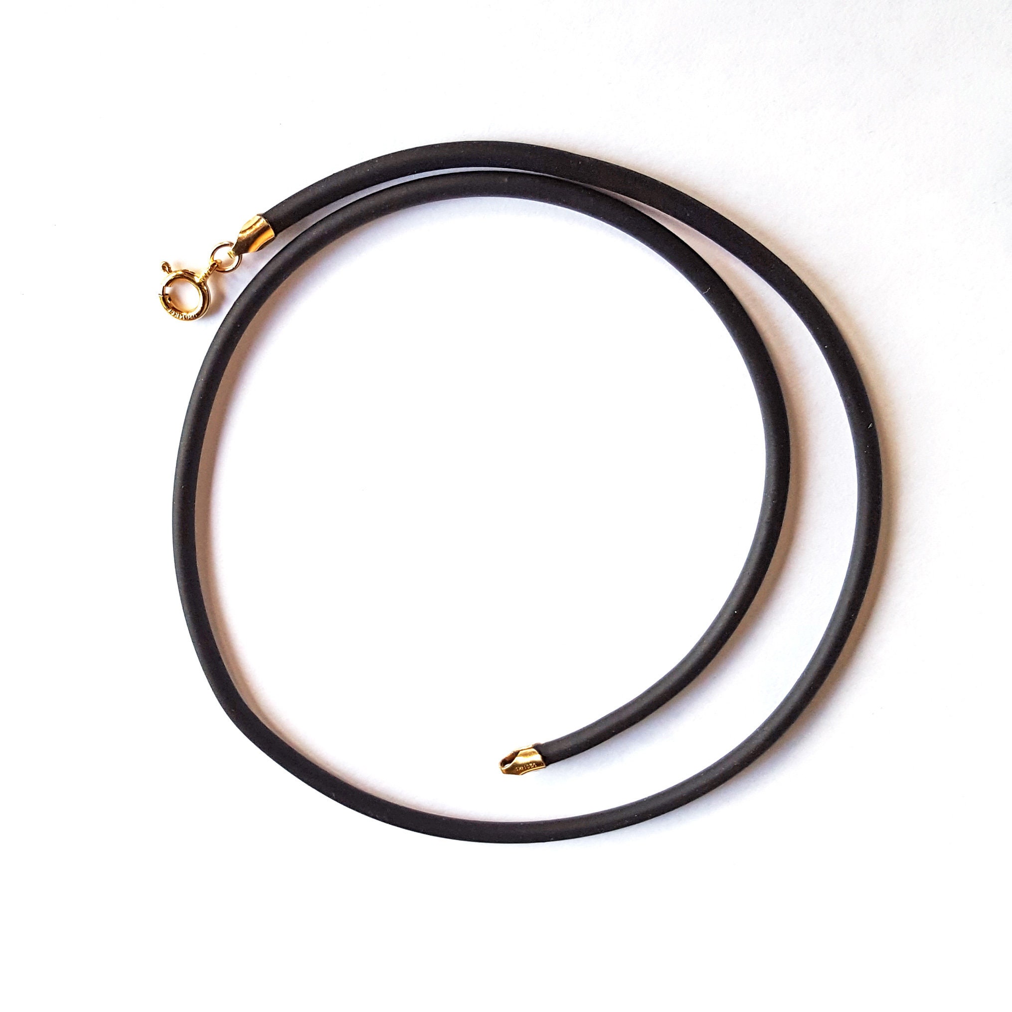 Black Rubber Cord Necklace, 3mm, Gold Filled Clasp, Interchangeable, 16 ...