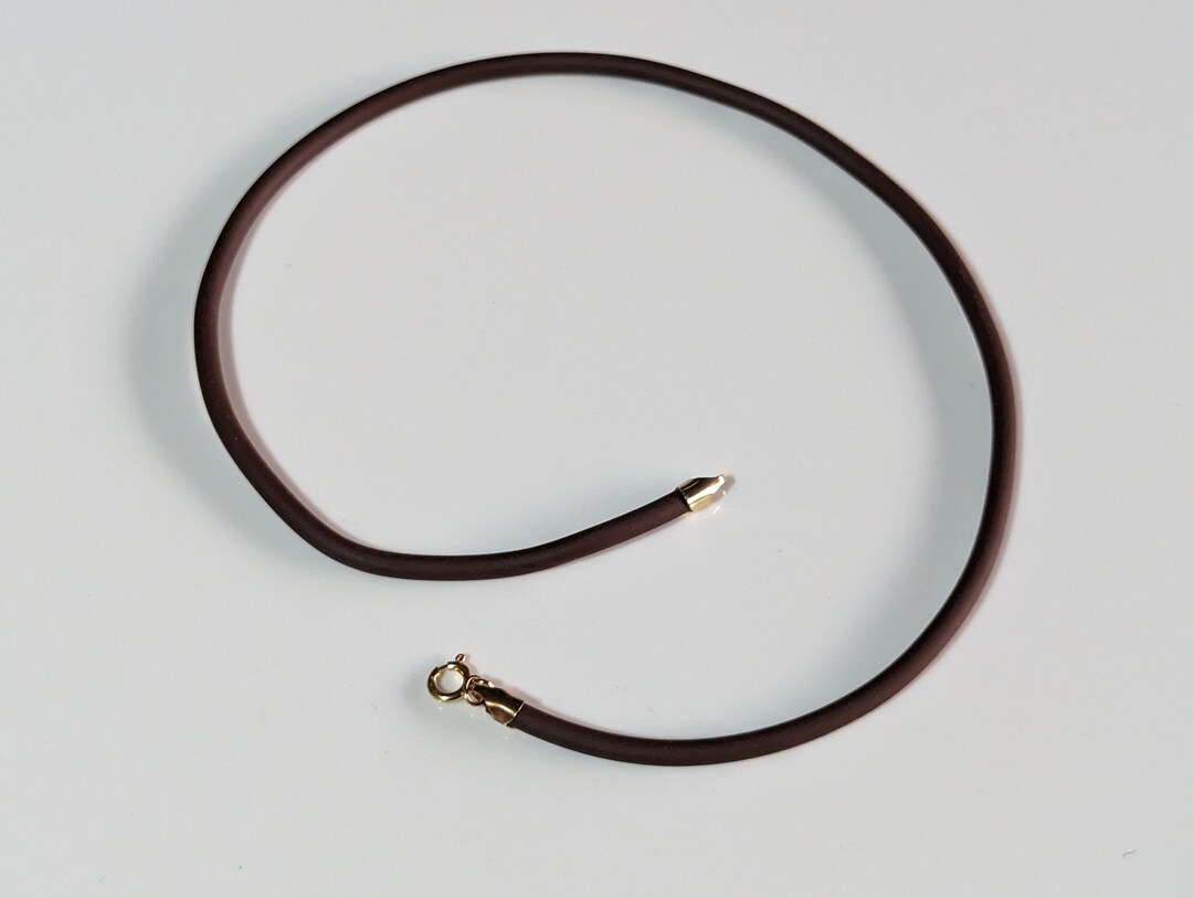 Brown Rubber Cord Necklace, Rubber Cord 4mm, Briwn Necklace Cord, Gold ...