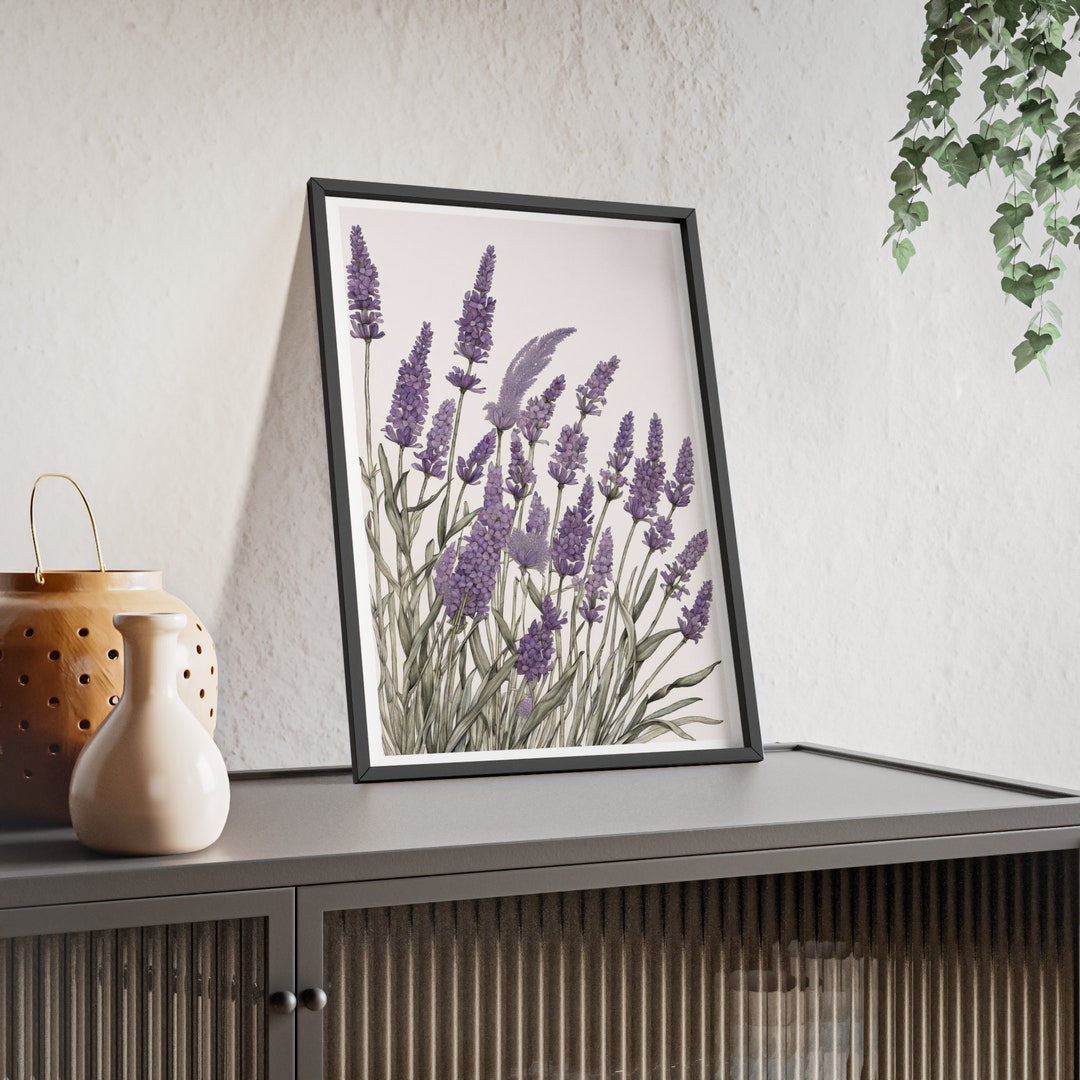 Lavender Posters With Wooden Frame, Framed Wall Art, Floral Print - Etsy