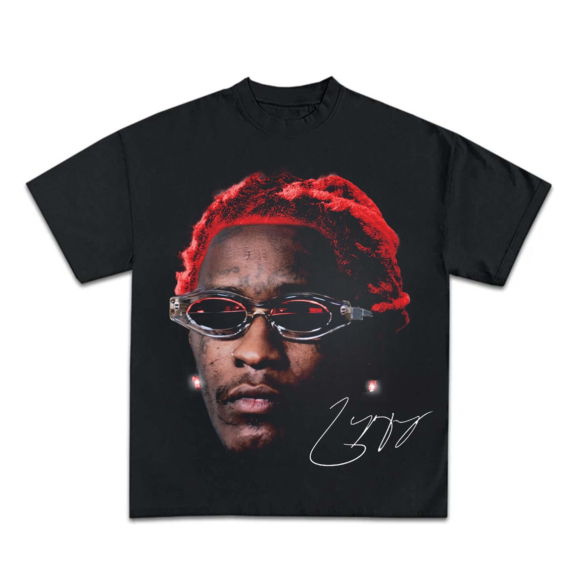 YOUNG THUG T-SHIRT Rap Tee Concert Merch Kanye Thugger Lil Baby Blue ...