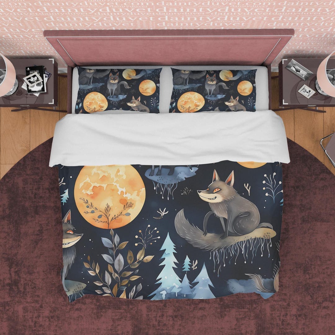 Mystical Wolf Duvet Cover Set, Soft Bedding, Custom Bedding Set ...
