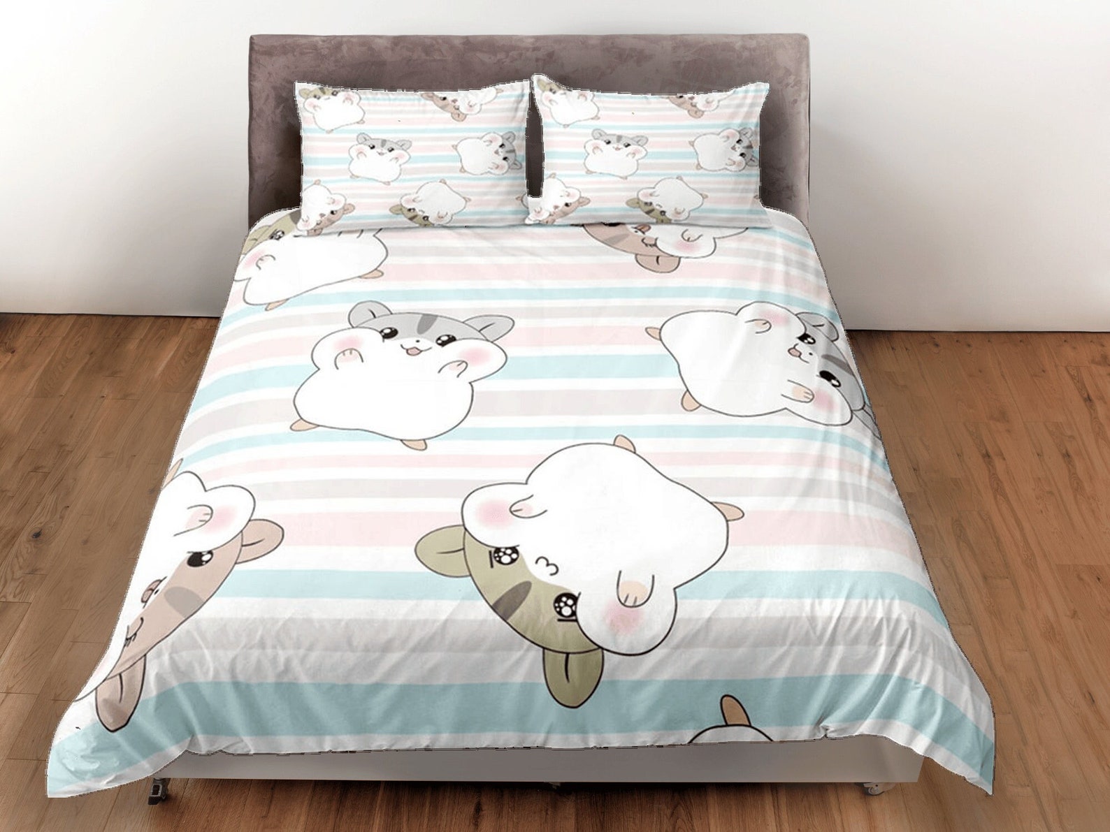 Cute Hamster Bedding Set, Pastel Bedspread, Cozy Dorm Bedding, Kawaii ...