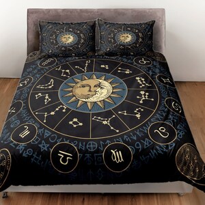 Astrology Zodiac Bedding Set, Celestial Duvet Cover Set, Soft Bedspread ...