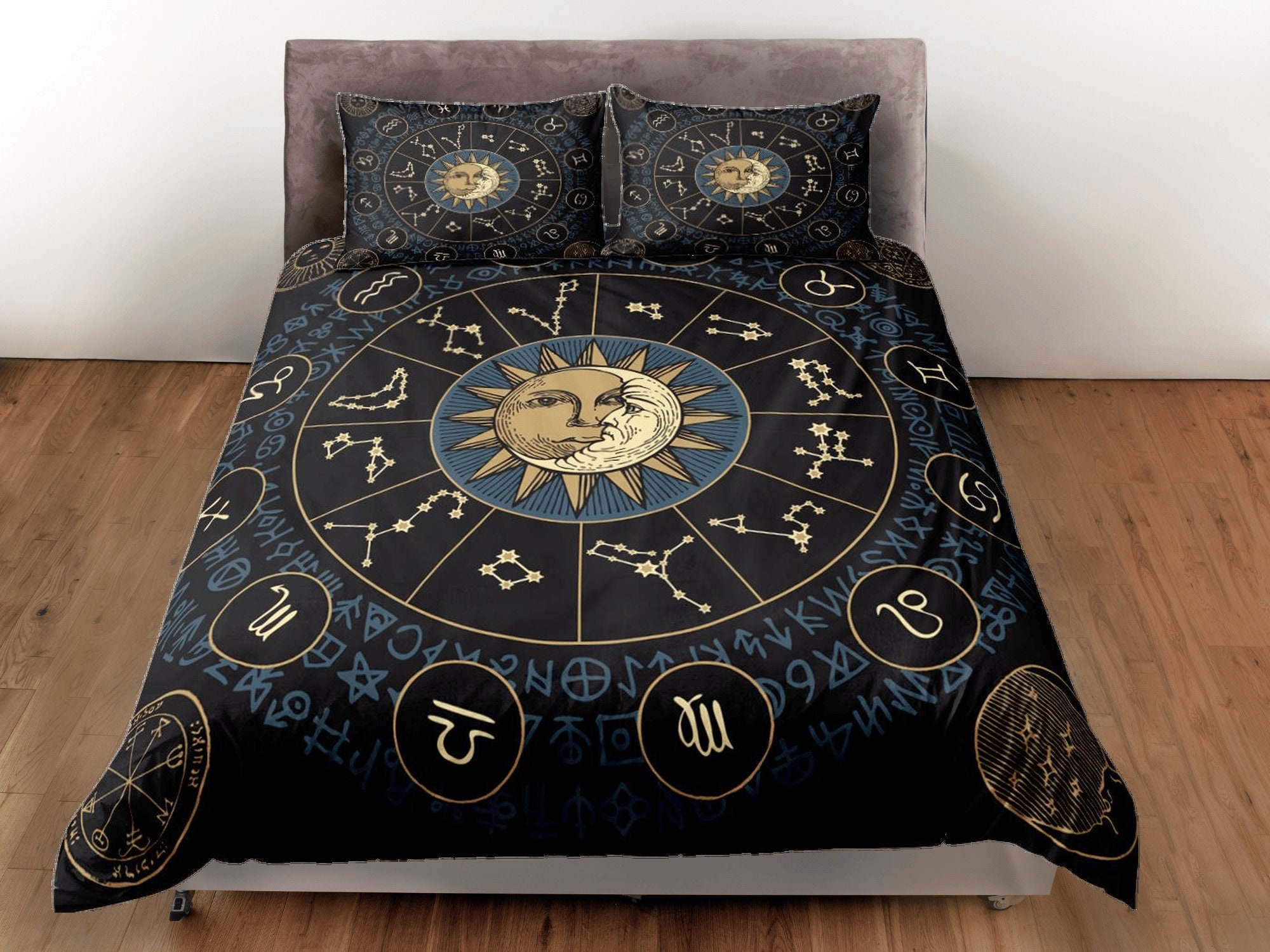 Astrology Zodiac Bedding Set, Celestial Duvet Cover Set, Soft Bedspread ...