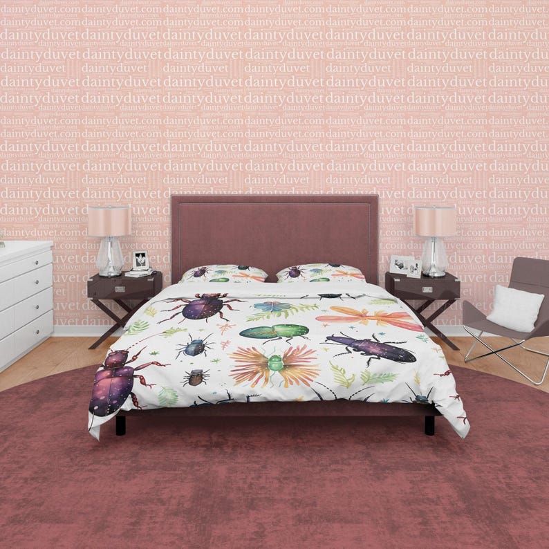Colorful Insect Cotton Duvet Cover, Beetle Bedding, Entomology Gift ...