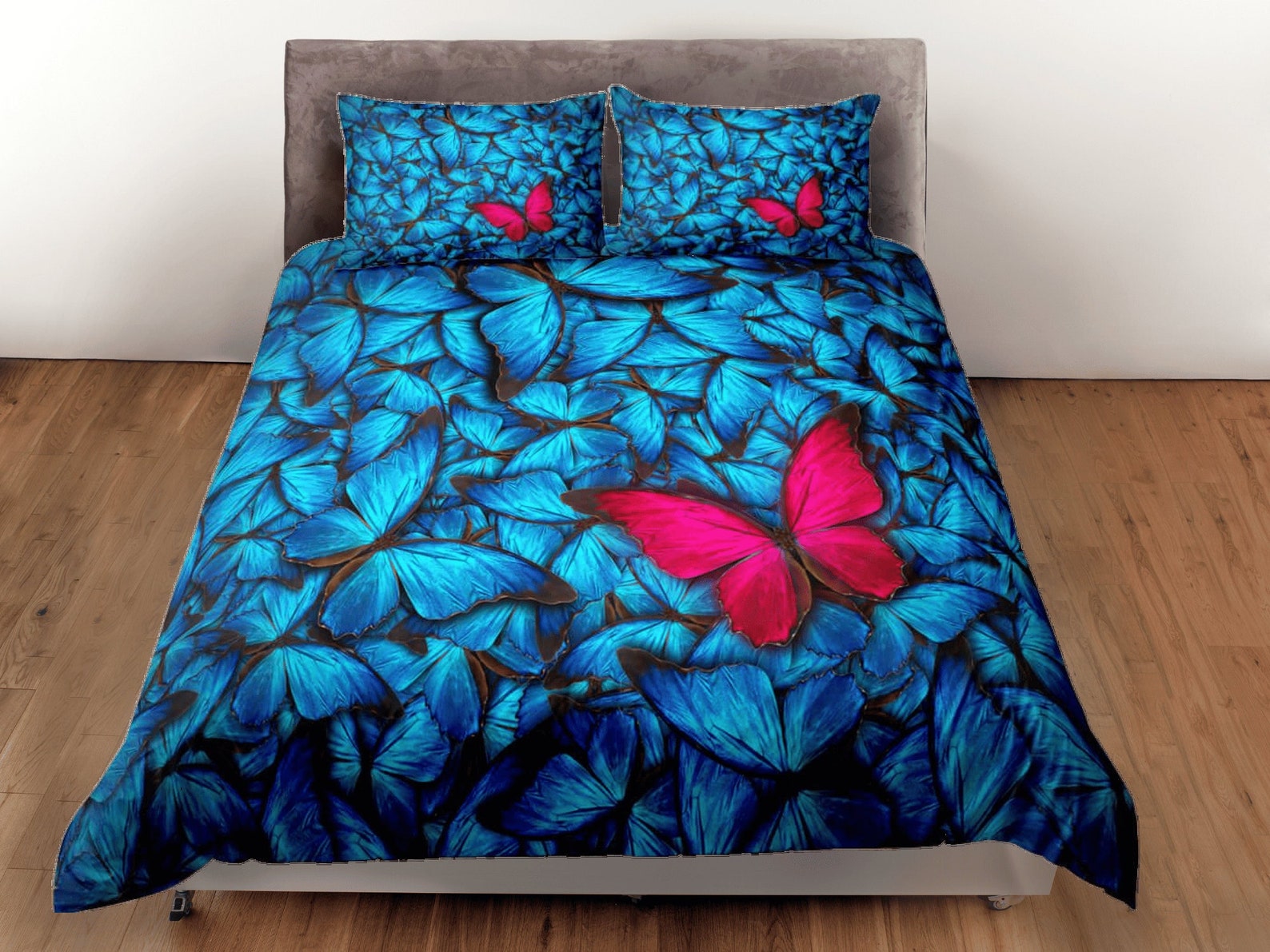 Blue Butterfly Duvet Cover Set, Beautiful Bedding Set, Aesthetic Dorm ...