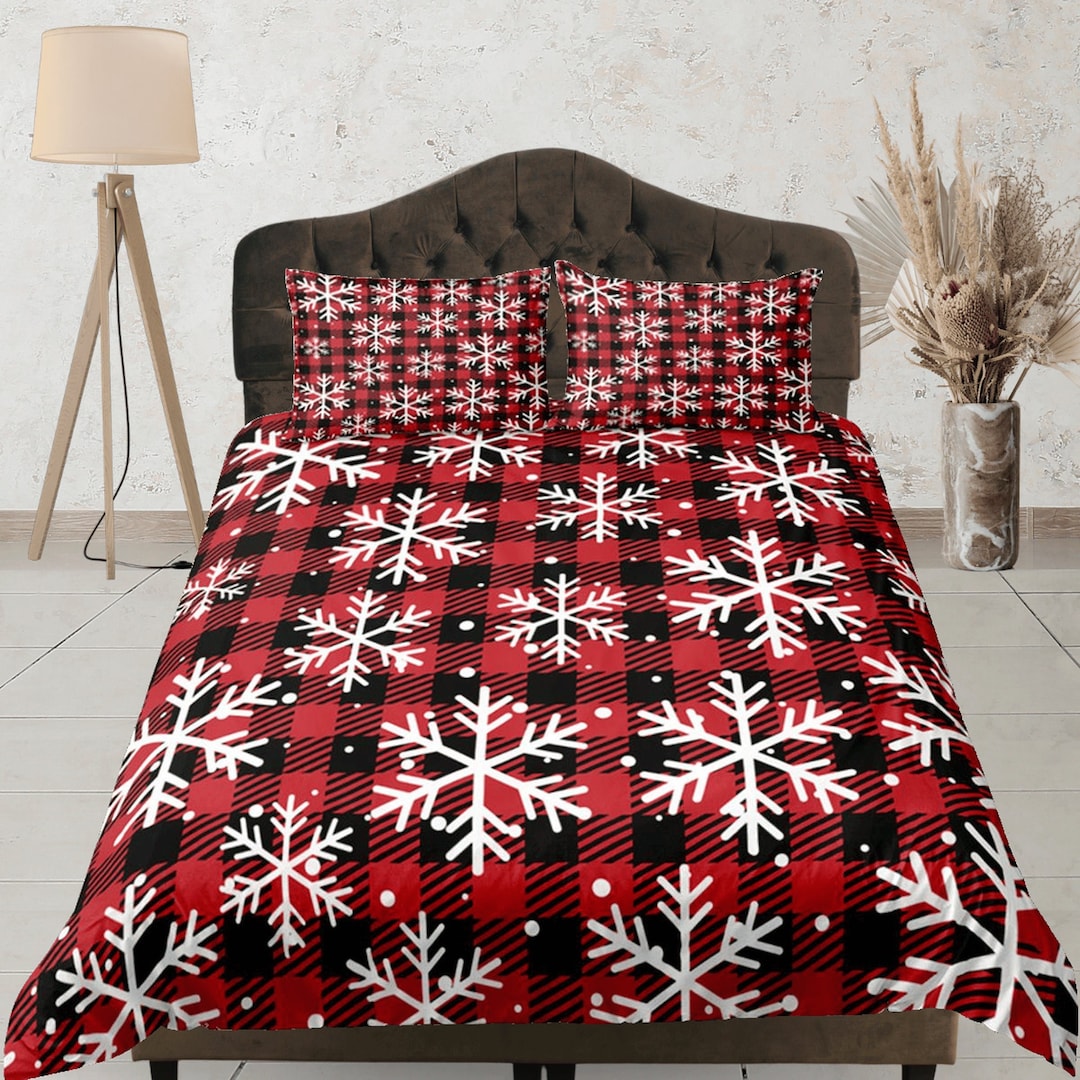 Classic Christmas Duvet Cover Set, Cozy Cabin Bedroom Set, Holiday ...