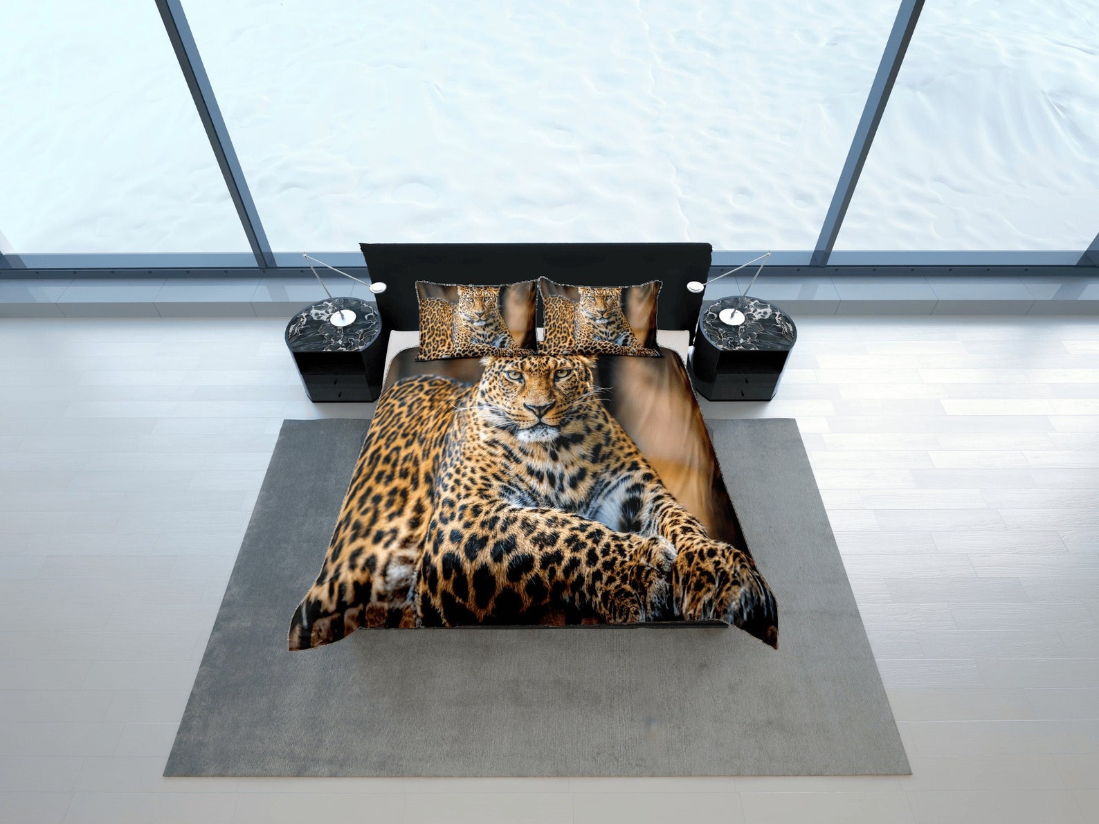 Luxury Leopard Print Bedding Set, Animal Print Bedspread, Dorm Bedding ...
