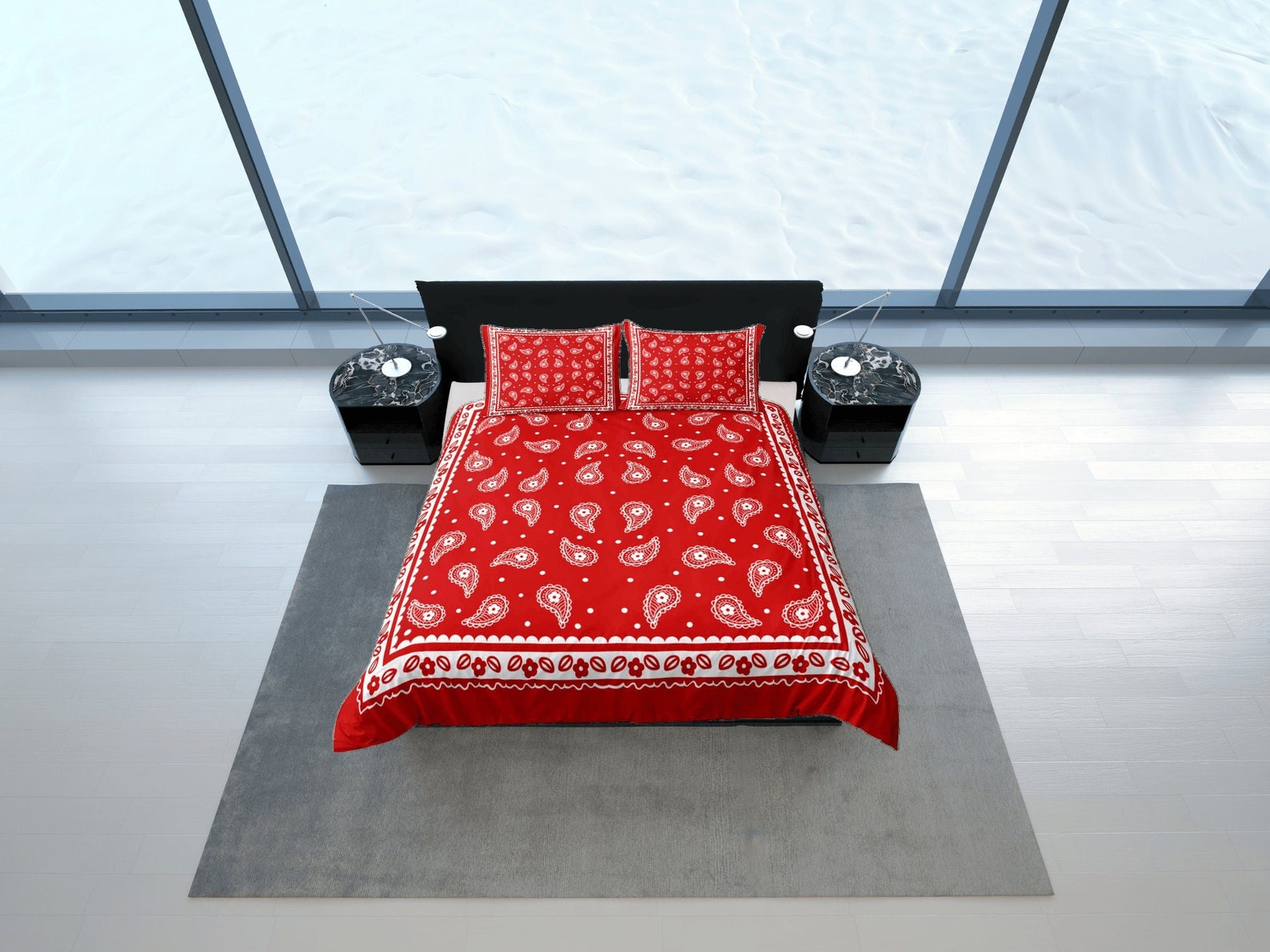 Red Paisley Duvet Cover Set, Vintage Bedroom Set, Boho Chic Quilt Cover ...