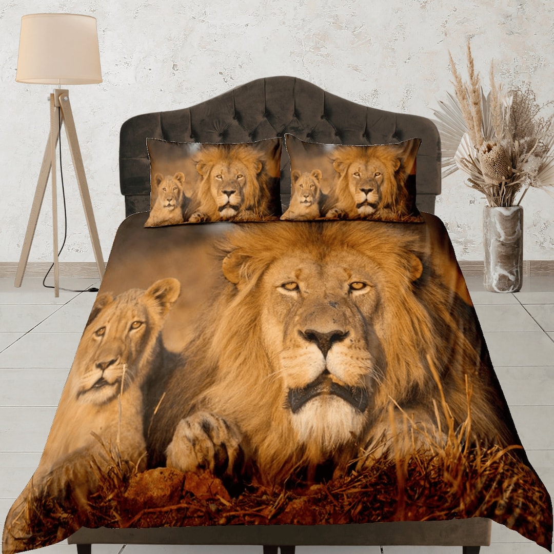 Lion Duvet Cover Set, Animal Bedroom Set, Safari Bedspread, Lion King ...