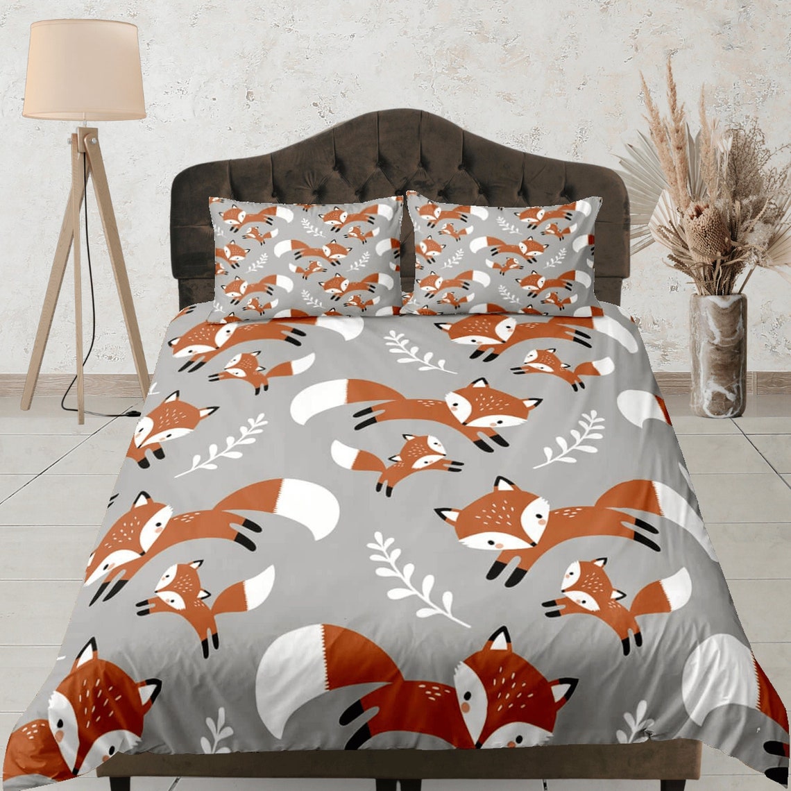 Nordic Fox Duvet Cover Set, Kids Room Bedding, Boys Dorm Bed Set ...