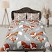 Nordic Fox Duvet Cover Set, Kids Room Bedding, Boys Dorm Bed Set ...