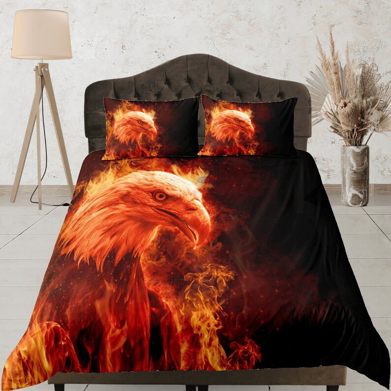 Fiery Eagle Duvet Cover Set, Gorgeous Bed Cover, Nice Dorm Bedding Set, Aesthetic Bedroom Set ...