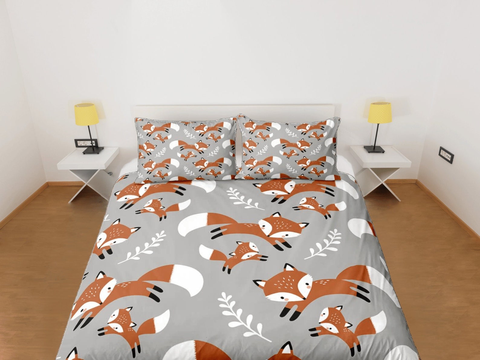 Nordic Fox Duvet Cover Set, Kids Room Bedding, Boys Dorm Bed Set ...