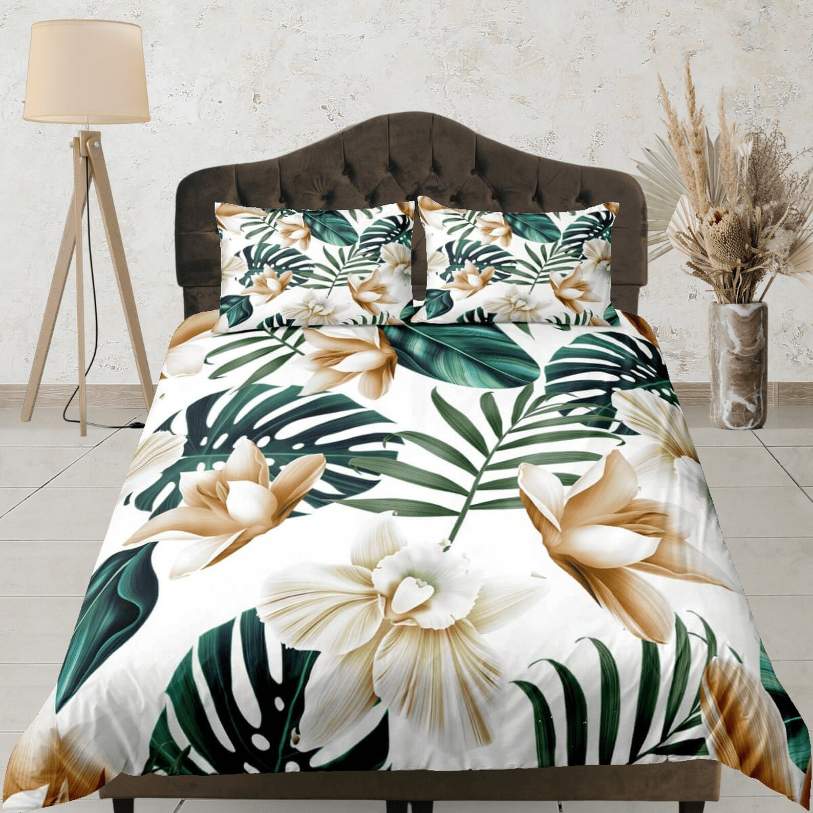 Tropical Floral Bed Cover Set, Wonderful Quilt Cover, Botanical Dorm ...