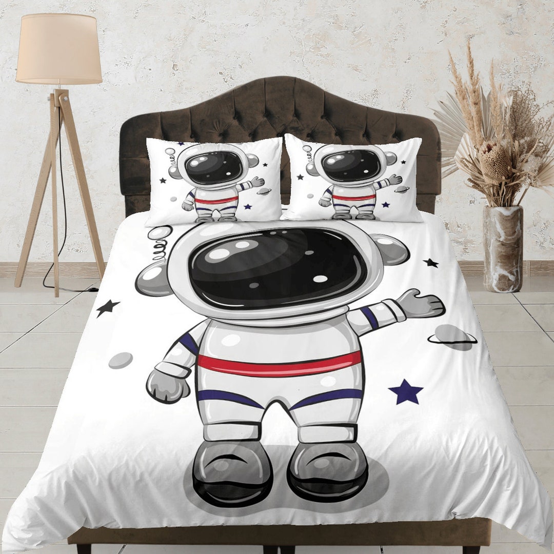 Astronaut Cartoon Bedspread, Cute Space Themed Bedroom, Soft Duvet ...