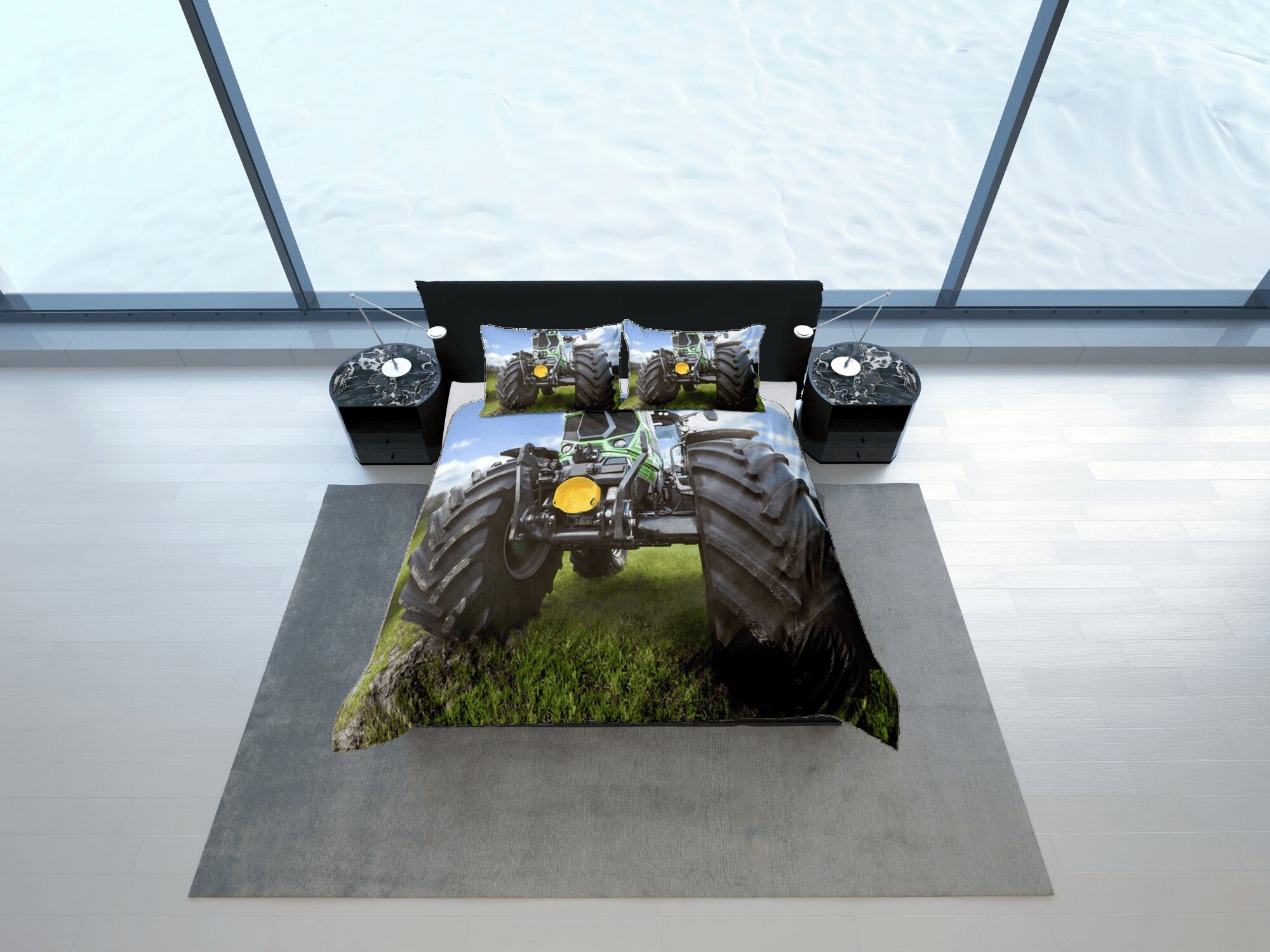 Big Green Tractor Duvet Cover Set, Farming Quilt Cover, Tractor Bedding ...