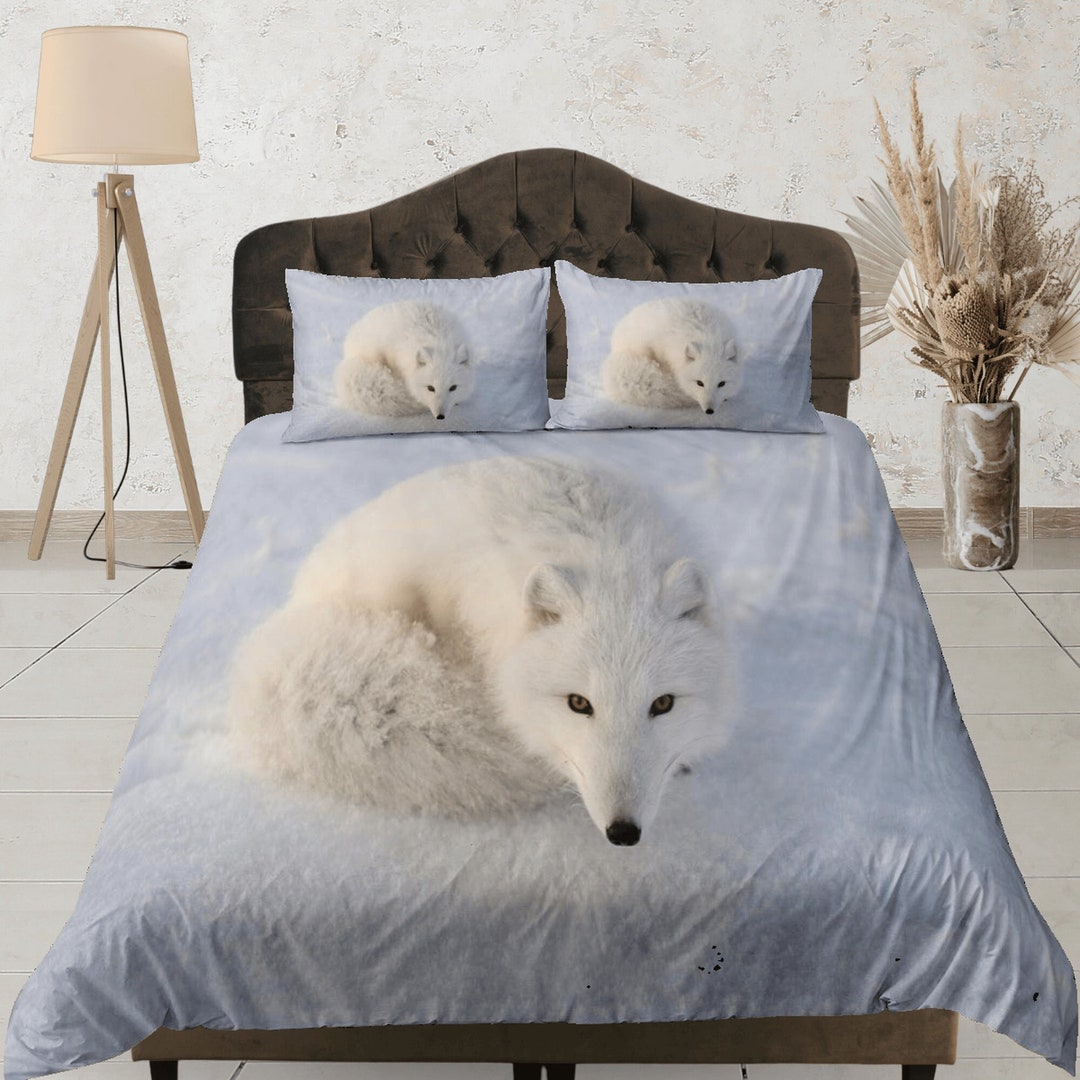 Arctic Fox Duvet Cover Set, Winter Wonderland Bedding Set, Boys Dorm ...