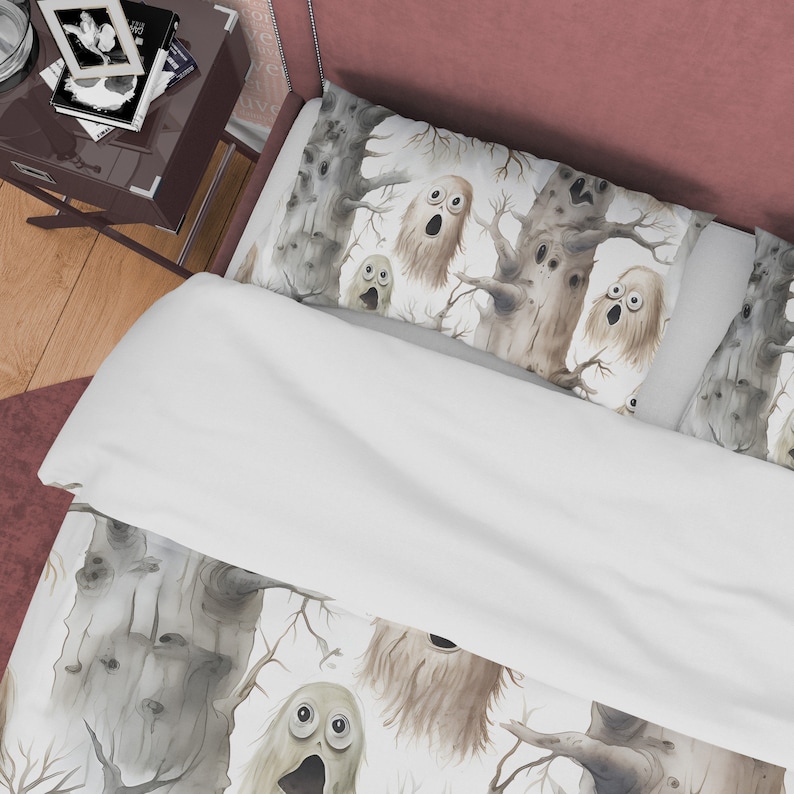 Spooky Ghost Tree Halloween Duvet Cover Set, Haunted Forest Bedding Set ...