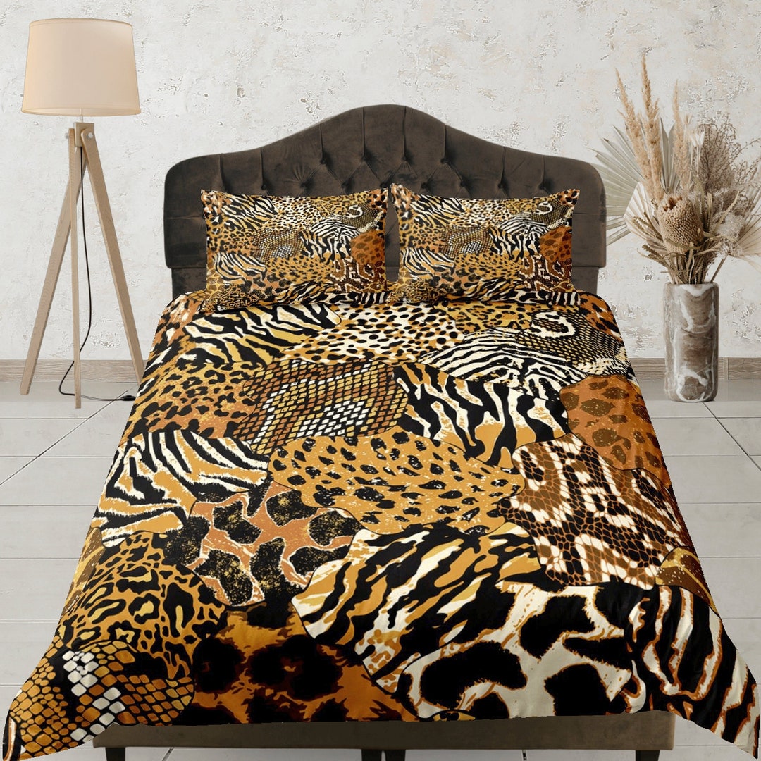 Animal Print Duvet Cover, Safari Bedding Set, Leopard Print Blanket ...
