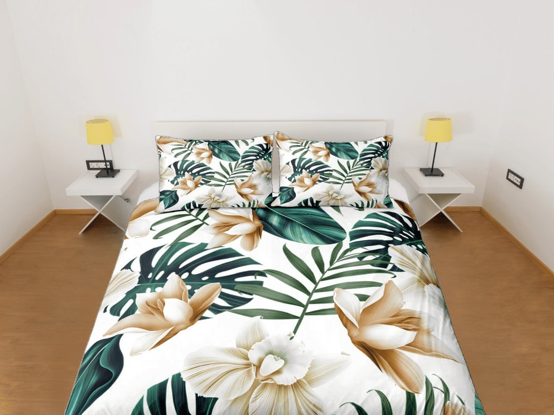 Tropical Floral Bed Cover Set, Wonderful Quilt Cover, Botanical Dorm ...