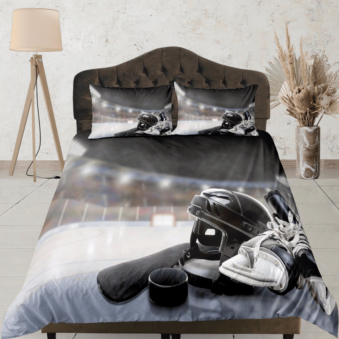 Boys Ice Hockey Duvet Cover Set, Custom Size Doona Cover, Sports Fans ...