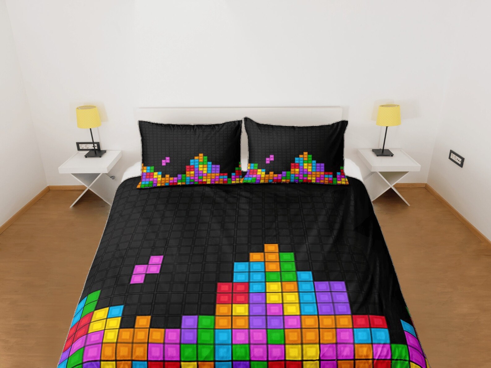 Colorful Tetris Block Duvet Cover Set, Custom Size Bedding, Boys Dorm ...