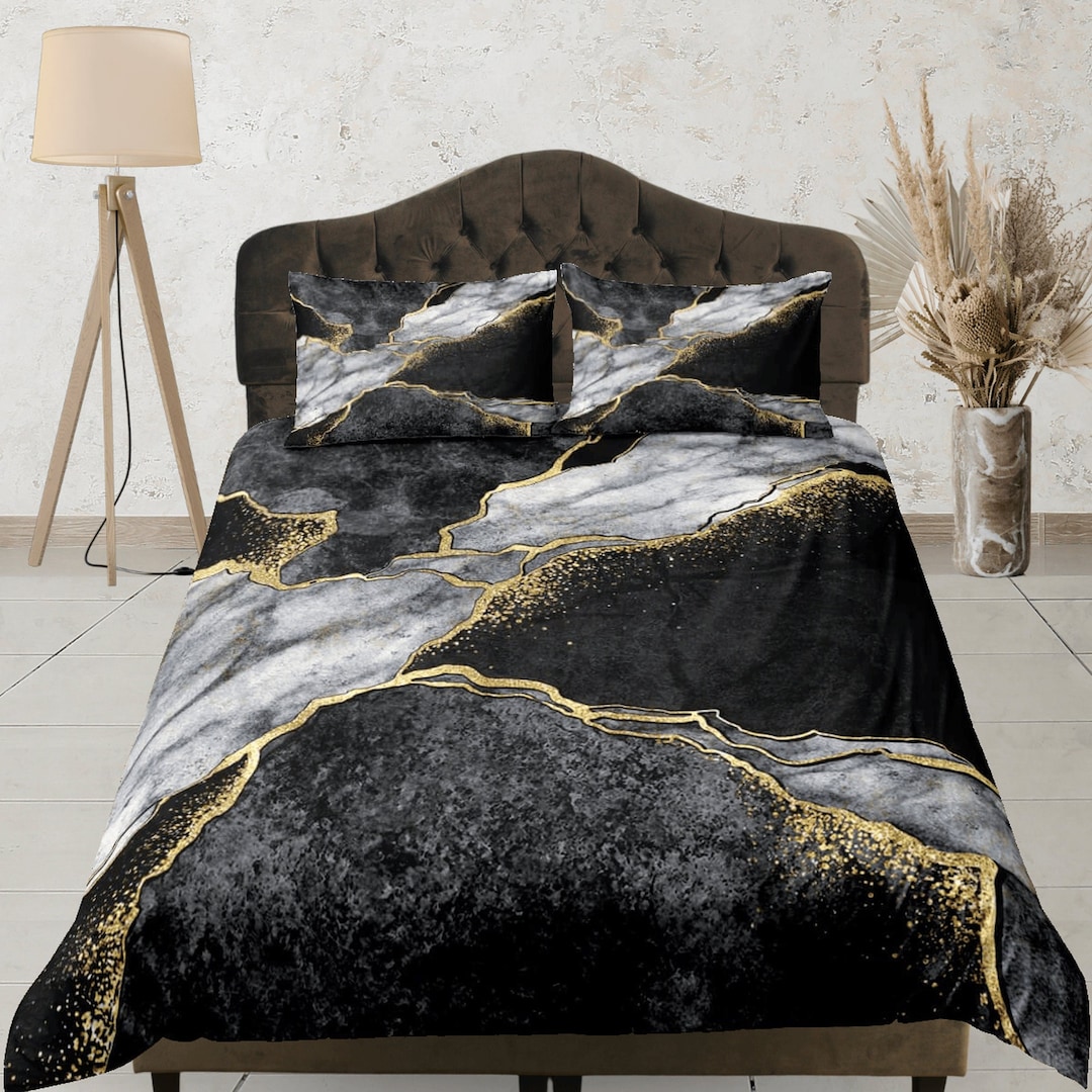 Luxe Marble Bedding Set, Luxurious Quilt Cover, Elegant Doona Cover ...