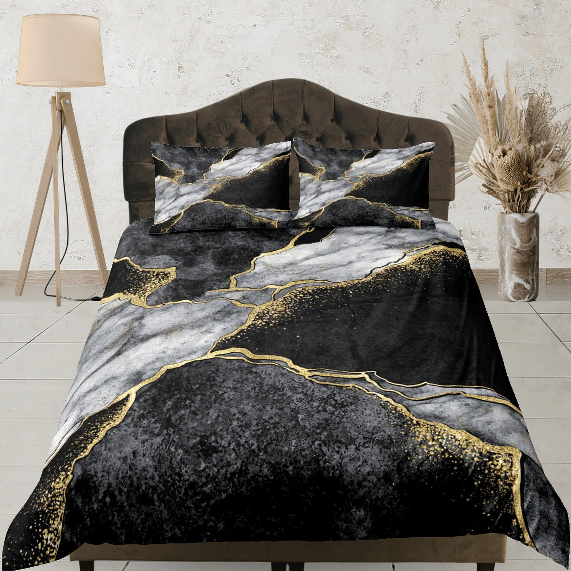 Luxe Marble Bedding Set Luxurious Quilt Cover Elegant Doona Cover Black and Gold Modern Custom Size Bedroom Set Aesthetic Duvet Cover Etsy UK