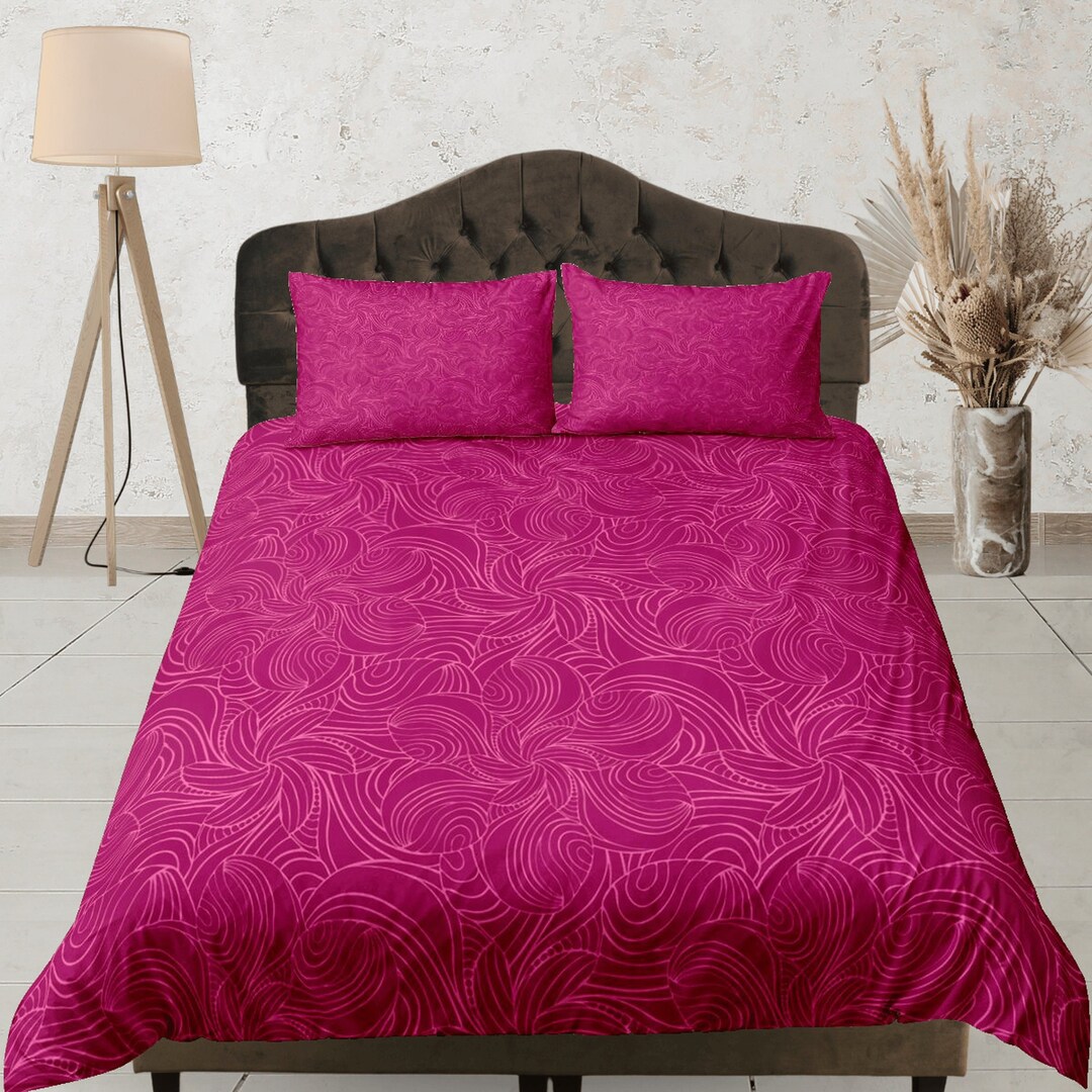 Fuchsia Swirl Duvet Cover Set, Aesthetic Dorm Quilt Cover, Bedroom Set ...