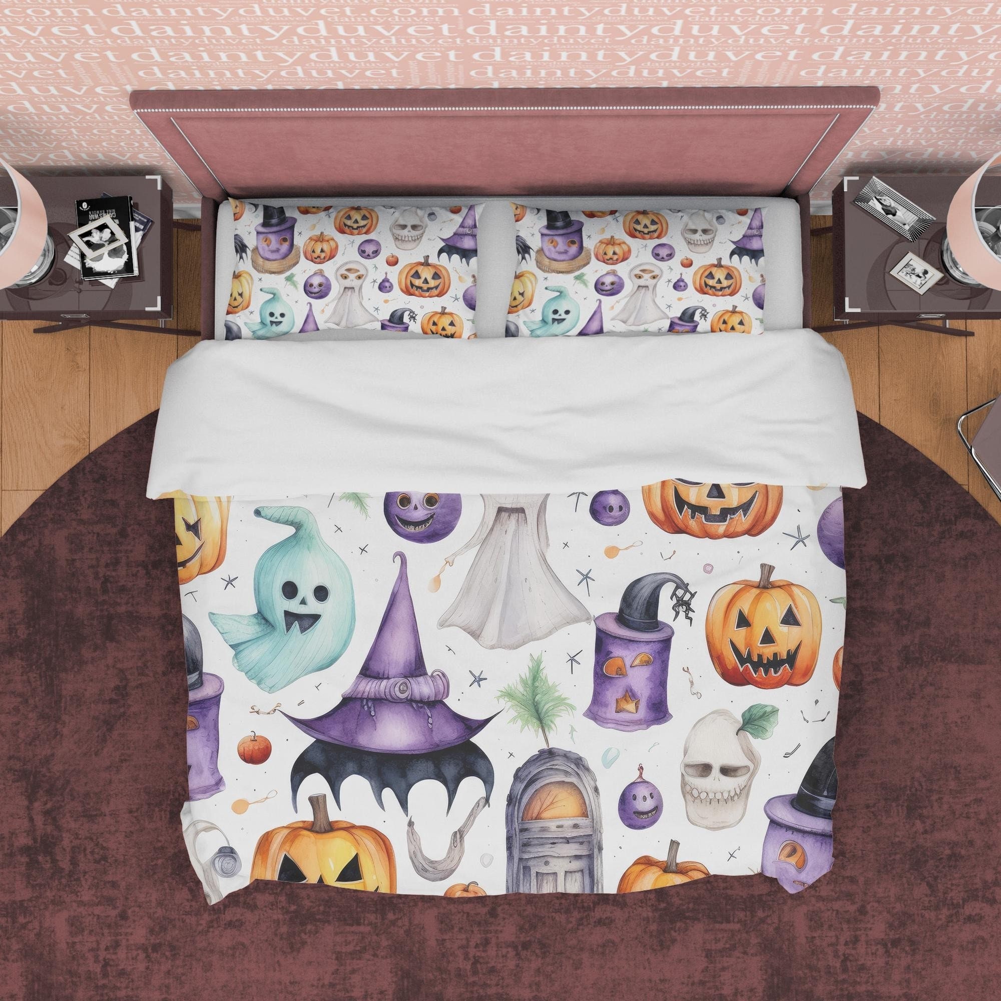Halloween Themed Duvet Cover Set, Ghost Pumpkin Quilt Cover, Spooky ...