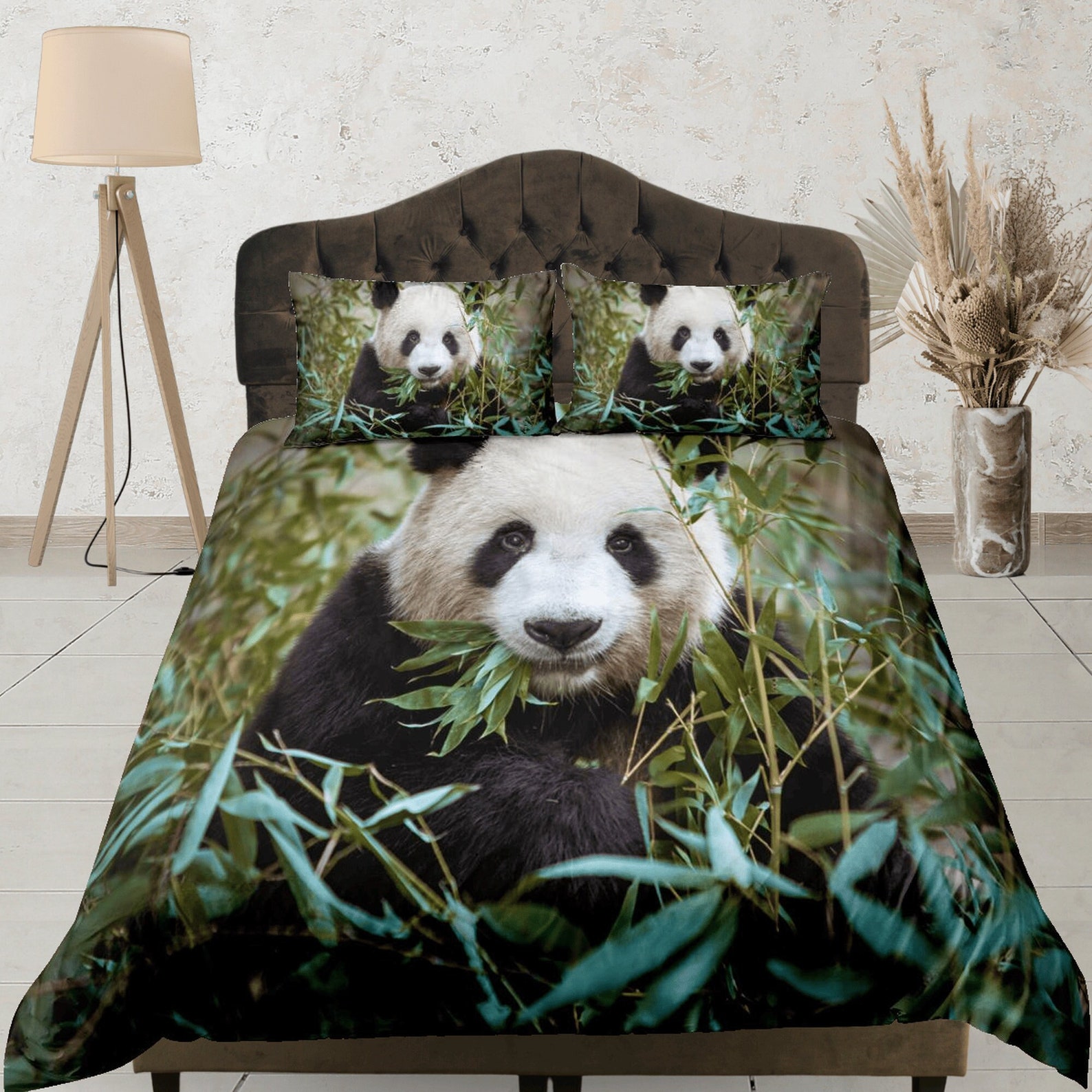 Green Panda Photography Duvet Cover Set, Realistic Animal Dorm Bedding ...
