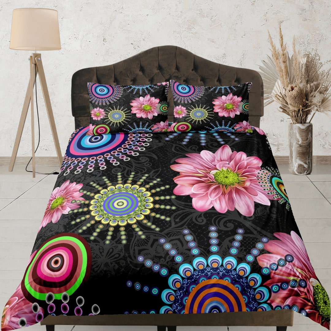 Floral Duvet Cover, Retro Bedding Set, 90s Aesthetic Bedroom Set ...