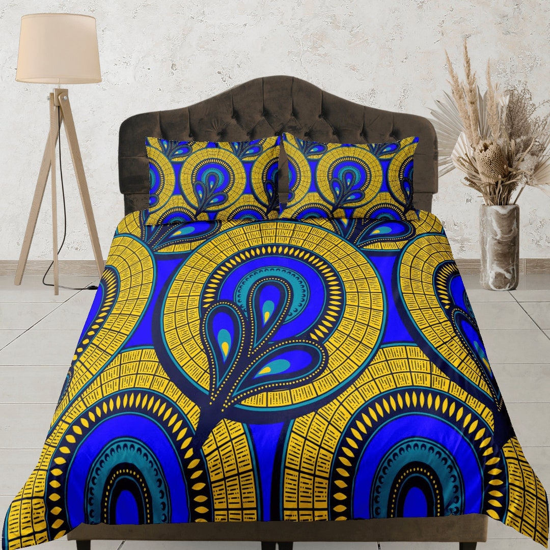 African Duvet Cover, Ankara Bedding Set, Ethnic Bedroom Set, Geometric ...