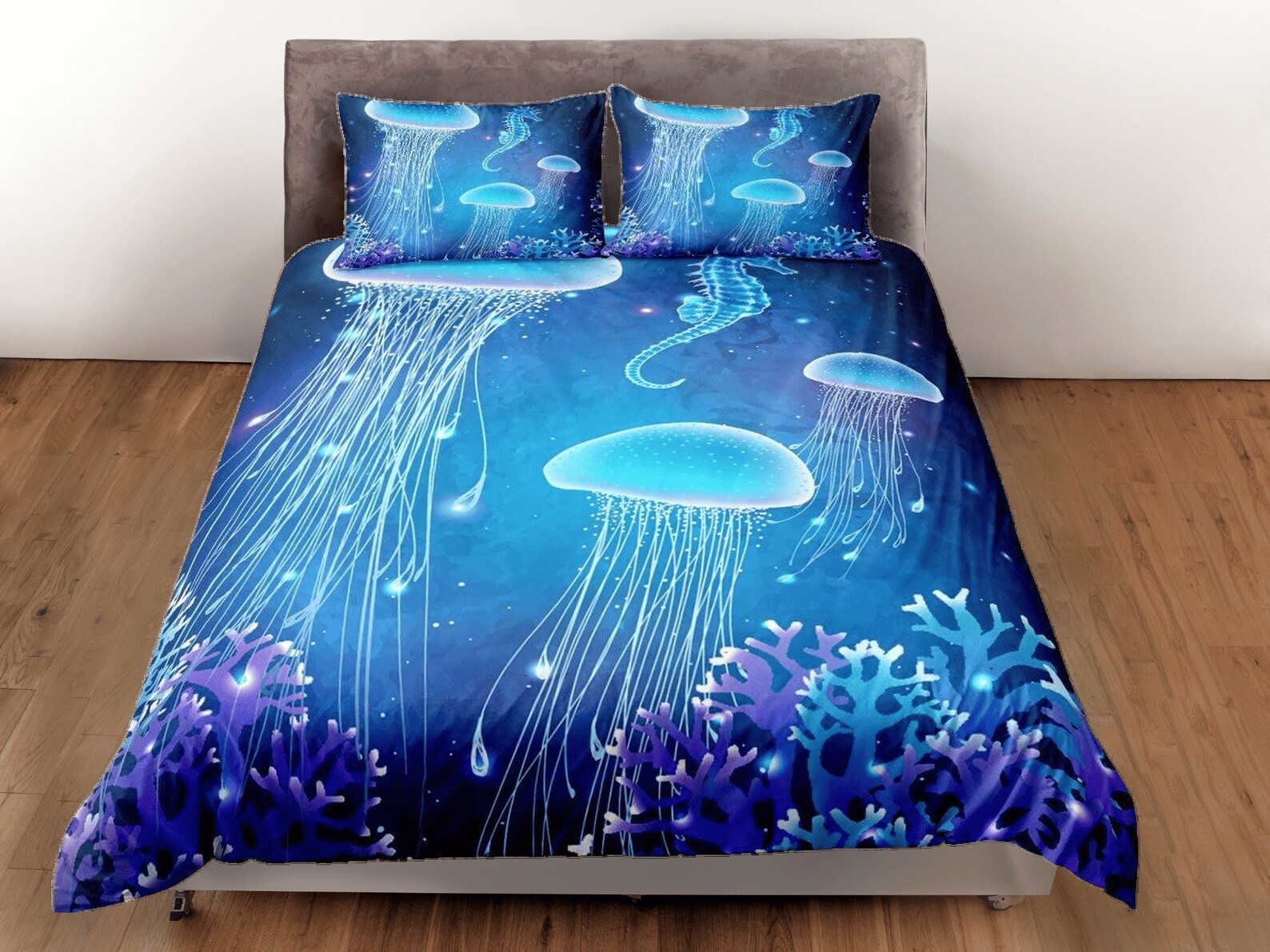 Underwater Jellyfish Bedspread Cover, Print Duvet Cover Set, Dorm ...