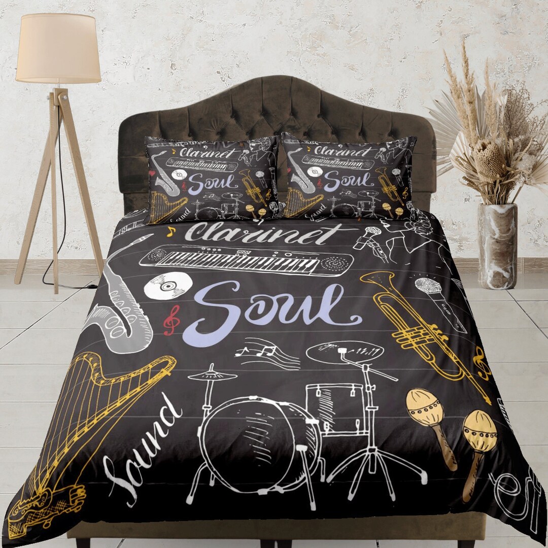 Musical Instrument Duvet Cover, Music Lover Bedding, Musician Gift ...