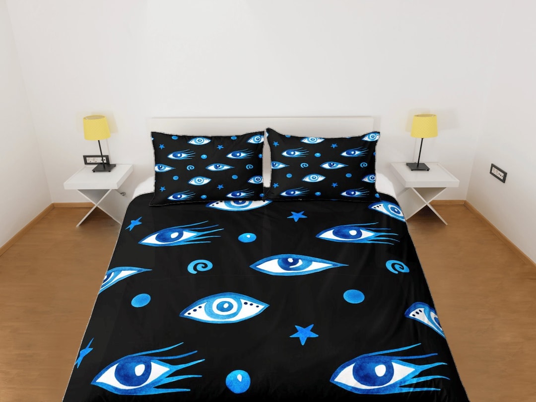 Evil Eye Duvet Cover Set, Bohemian Quilt Cover, Mystic Bedroom Decor ...