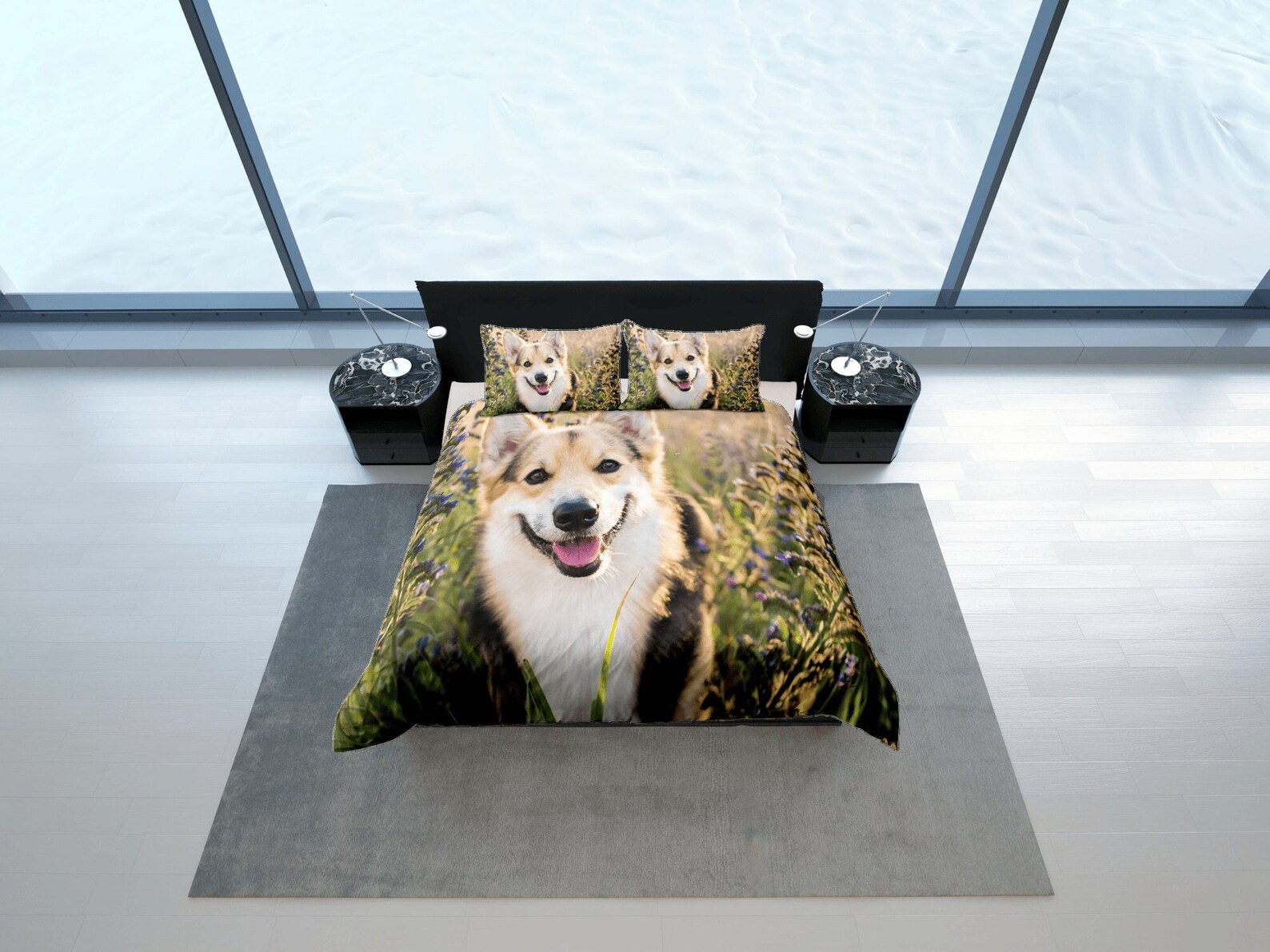 Corgi Dog Print Bedding Set, Realistic Duvet Cover, Pet Lover Bed Set ...