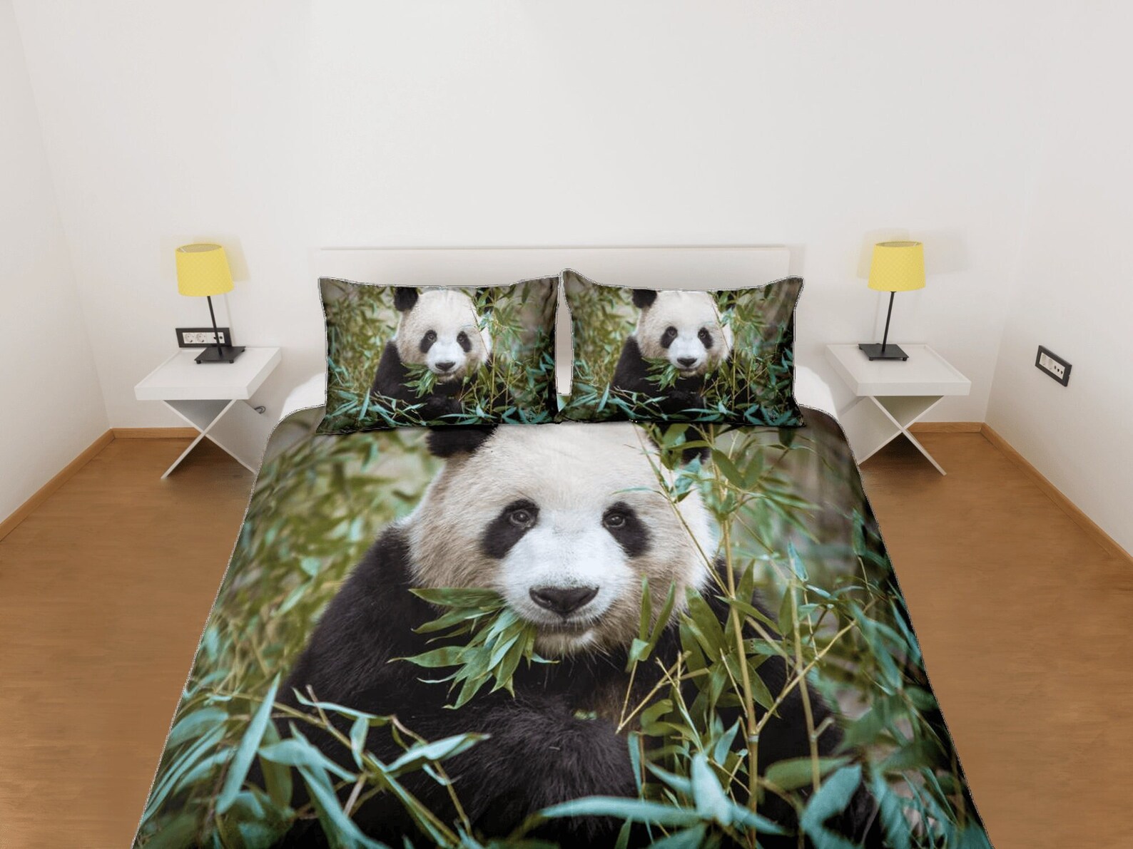 Green Panda Photography Duvet Cover Set, Realistic Animal Dorm Bedding ...
