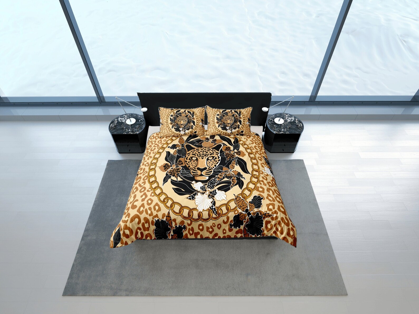 Luxury Leopard Print Duvet Cover Set, Dorm Bedding, Animal Print Quilt ...