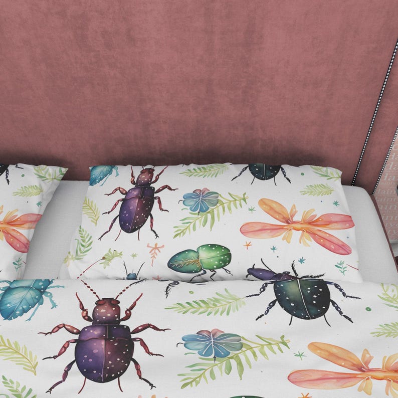 Colorful Insect Cotton Duvet Cover, Beetle Bedding, Entomology Gift ...