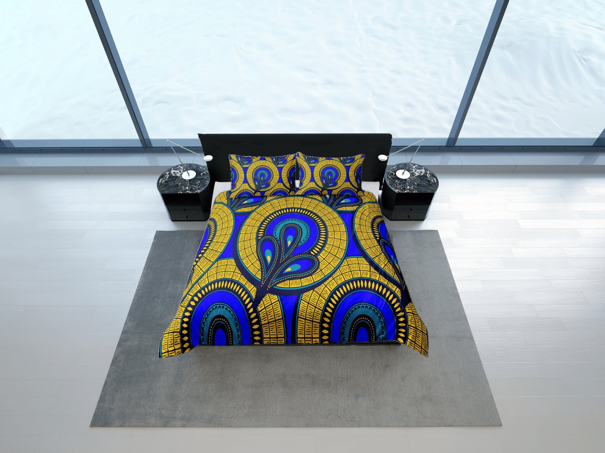 African Duvet Cover, Ankara Bedding Set, Ethnic Bedroom Set, Geometric ...