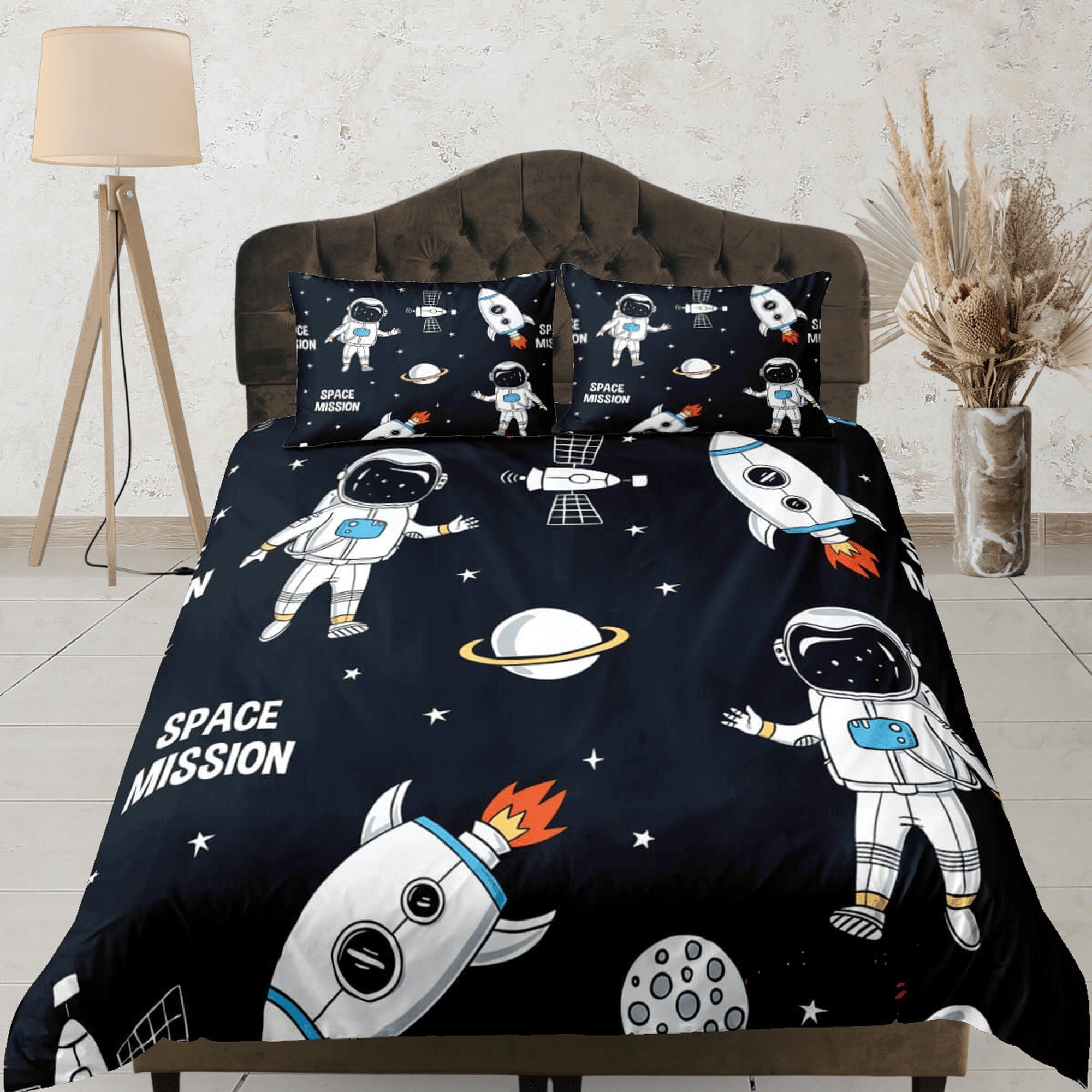 Astronaut Duvet Cover Set, Space Quilt Cover, Space Mission Bedding Set ...