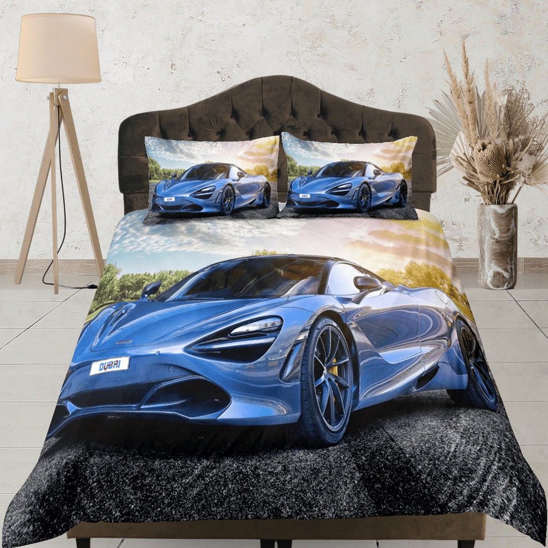 Blue Sports Car Bedding Set, Aesthetic Duvet Cover, Dorm Bedding ...
