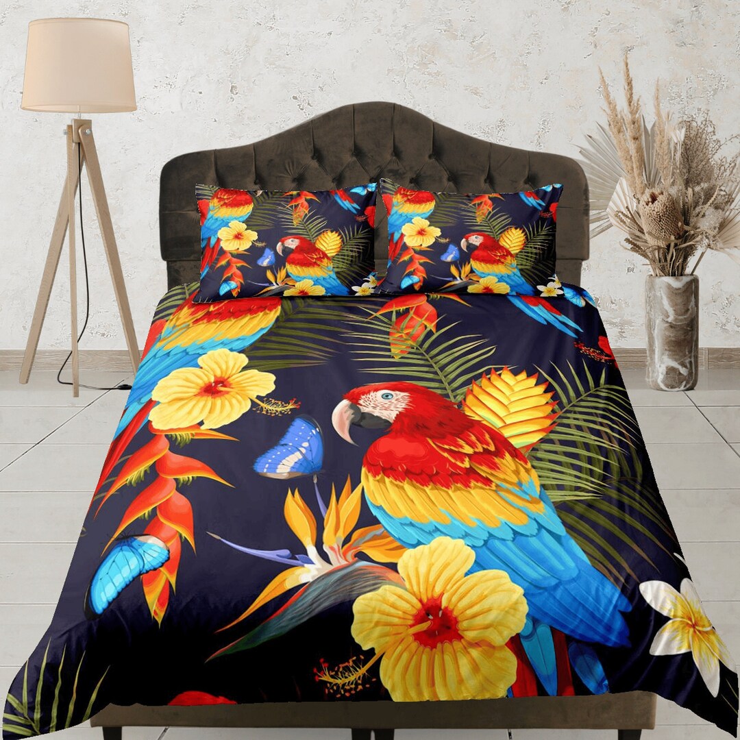 Tropical Parrot Bedding Set, Vibrant Duvet Cover, Beautiful Duvet Cover ...