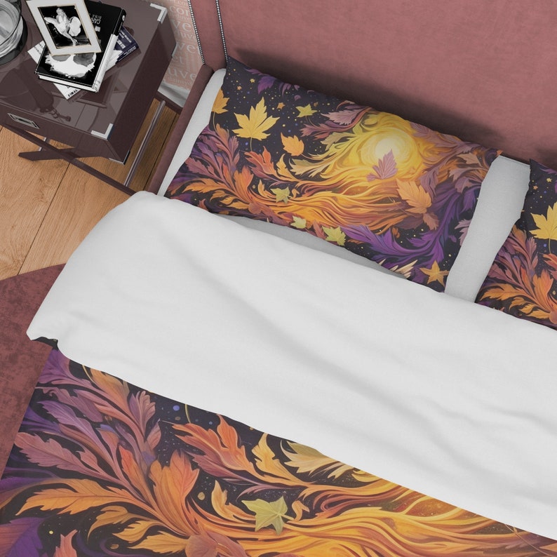 Autumn Phoenix Duvet Cover Set, Fall Leaves Quilt Cover, Bohemian ...
