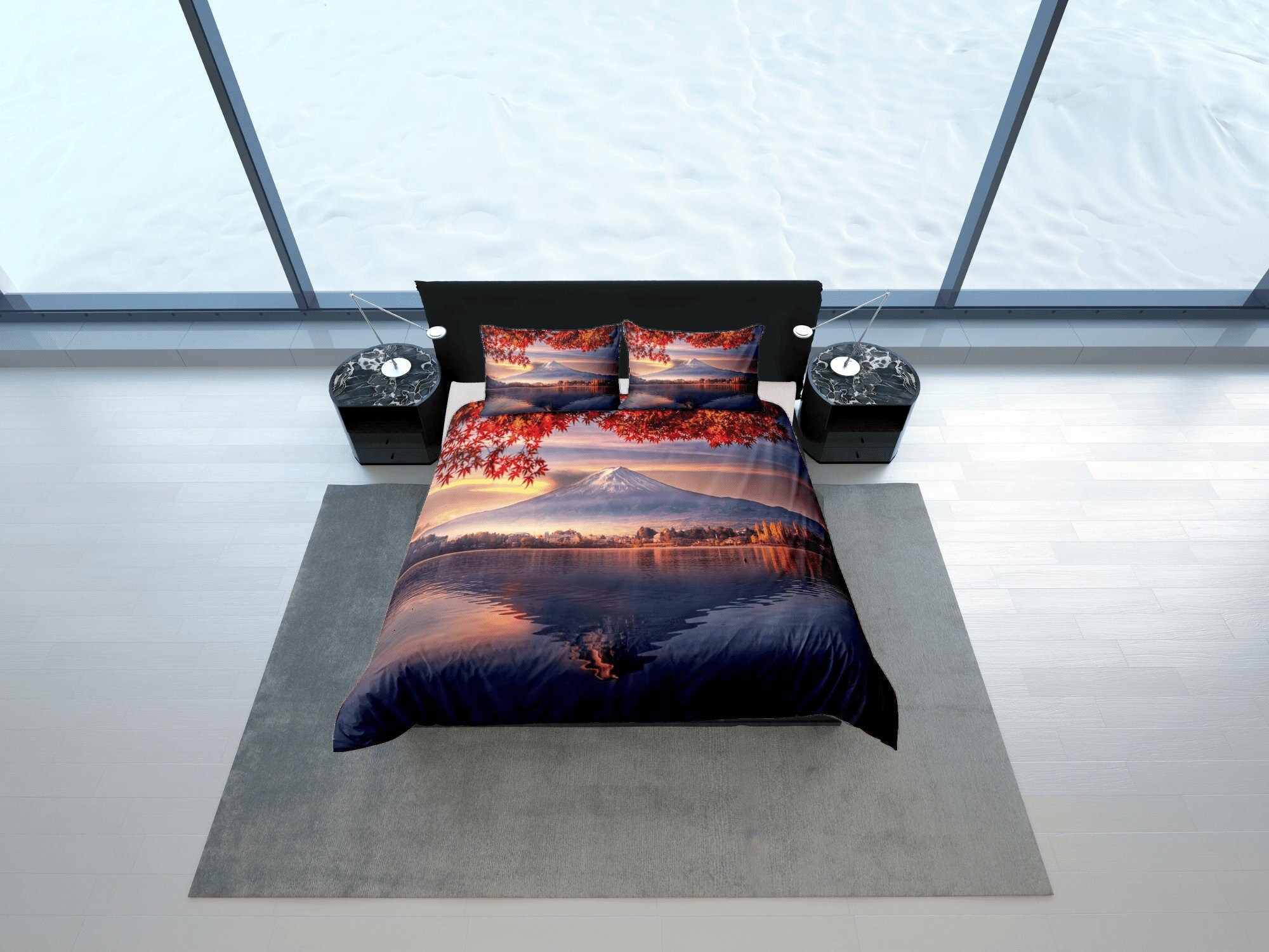 Mountain View Duvet Cover, Mt. Fuji Bed Cover Design, Japanese Soft ...