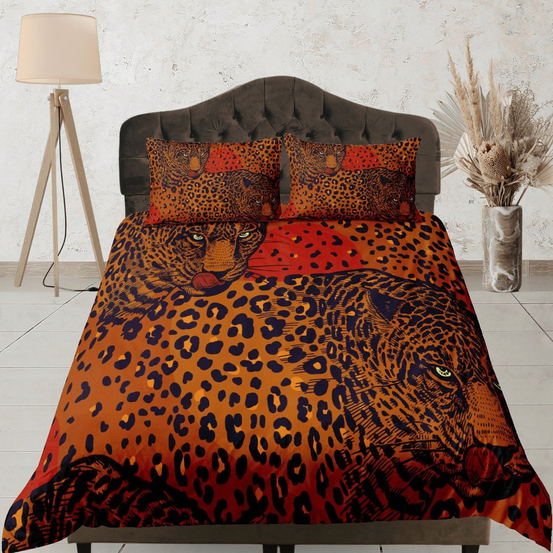 Bold Leopard Print Duvet Cover Set, Dorm Bedding, Animal Pattern Quilt ...